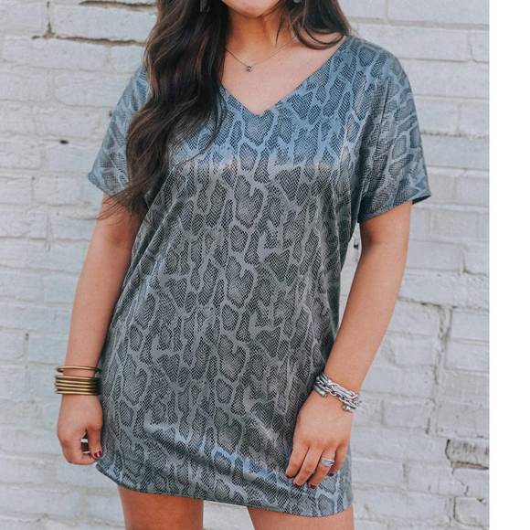 Adrienne | Dresses | New Adrienne Faux Leather Snake Shift Dress In ...